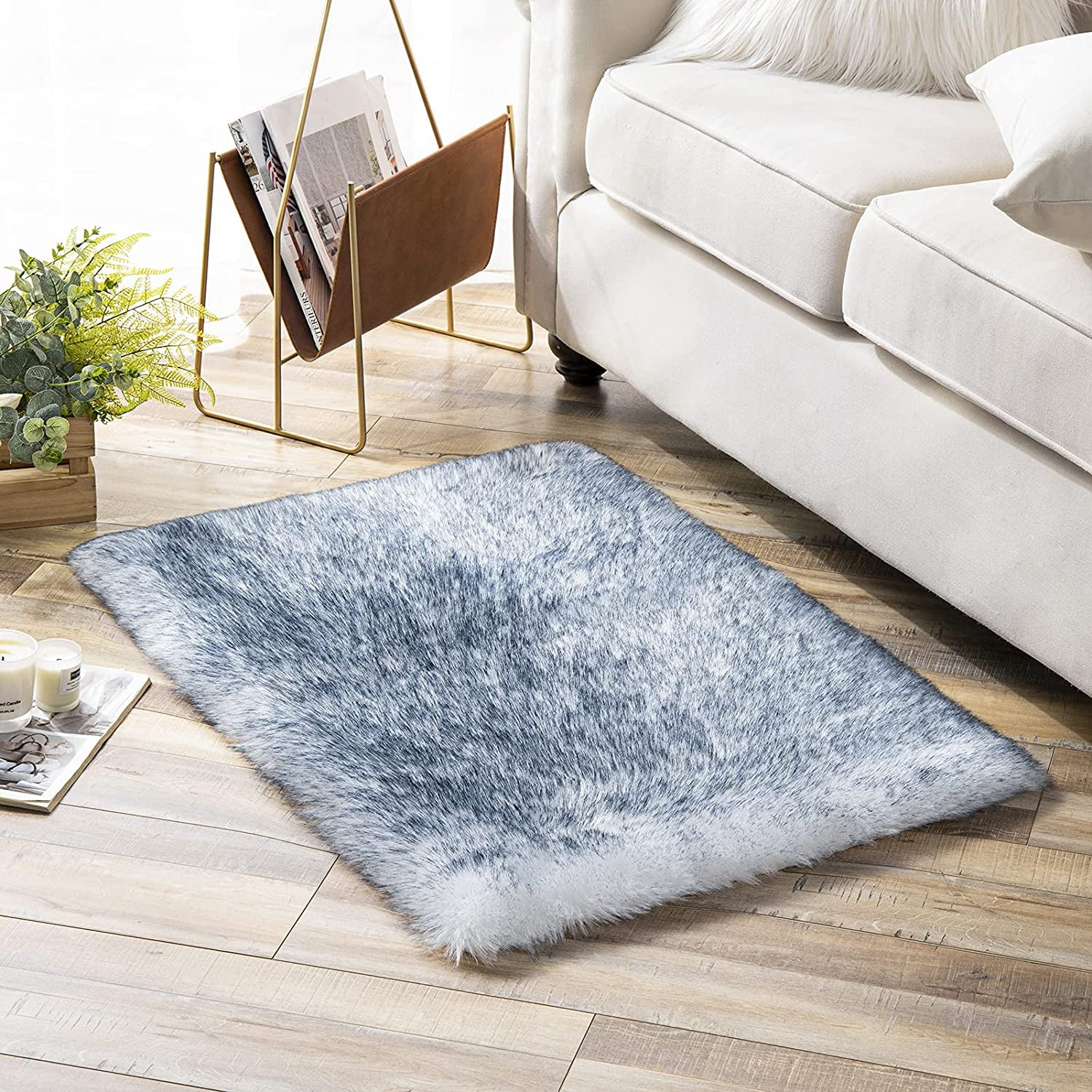 Soft Faux Fox Fur Rug Chair Couch Cover Area Rug for Bedroom Floor Sofa ...