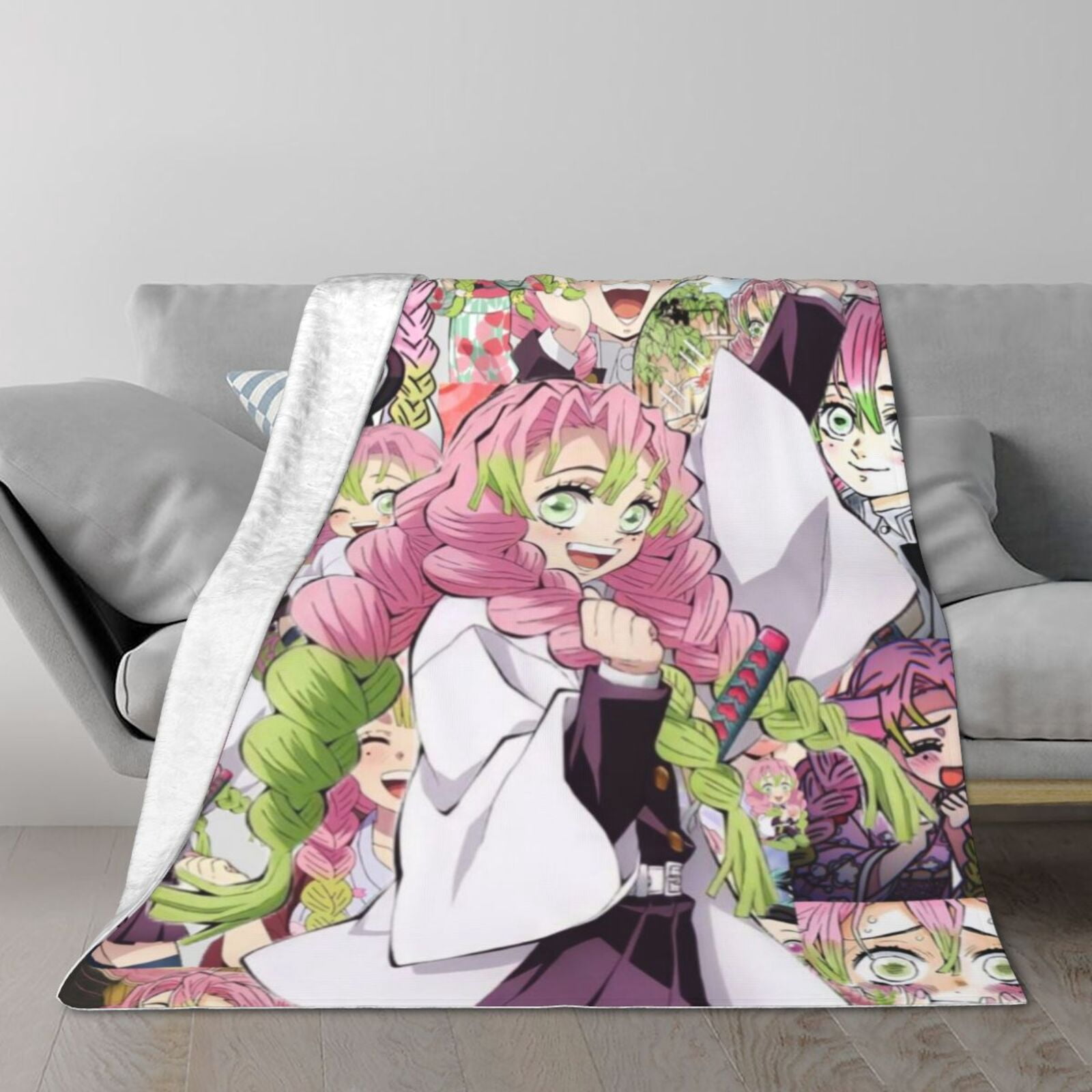 Soft Flannel Fleece Blanket, Demon Slayer Kanroji Mitsuri Plush Throw ...