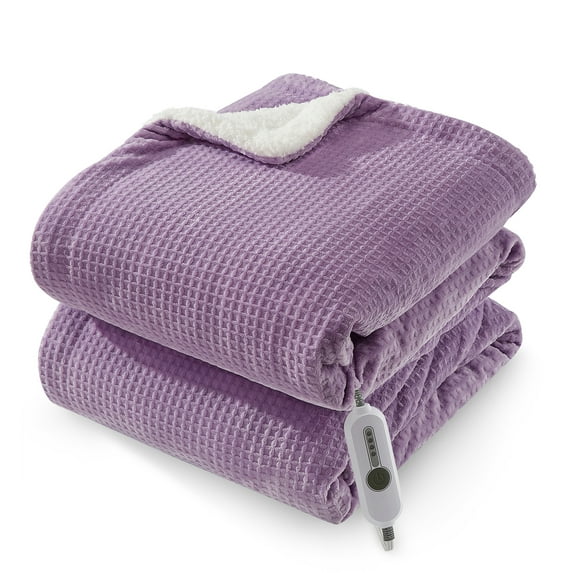 Soft Flannel Heated Throw Blanket - 4 Heat Settings, Fast Heating, 4H ...