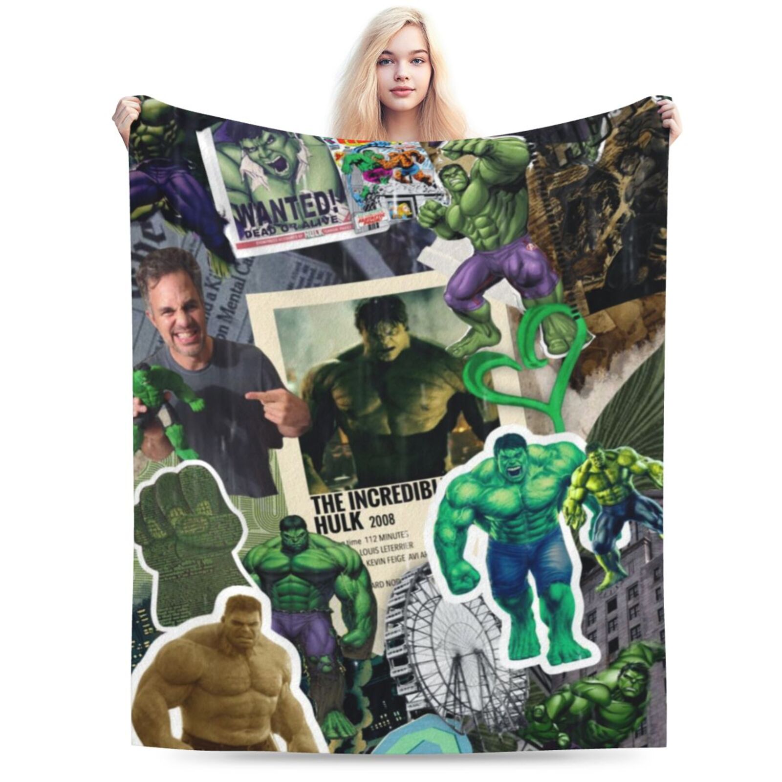 Soft Fleece Plush Throw Green Hulk Fluffy Blanket for Couch Sofa Bed ...