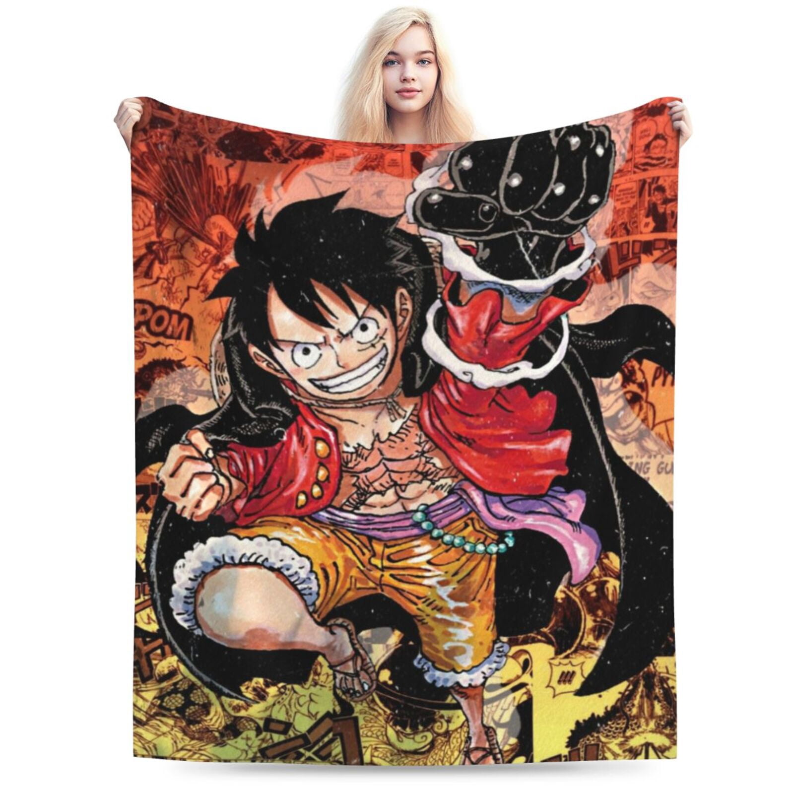 Soft Fleece Plush Throw One Piece Monkey D Luffy Fluffy Blanket for ...