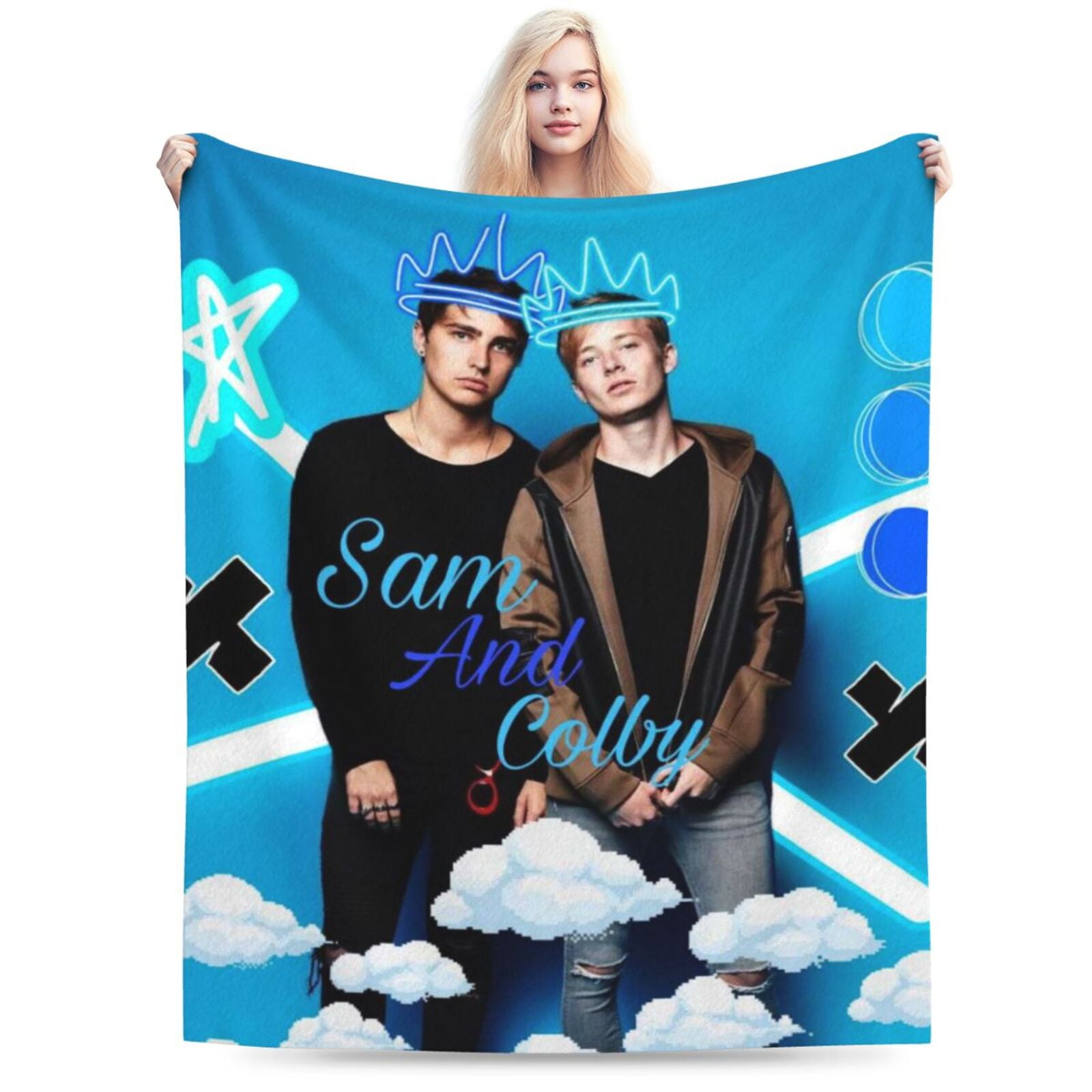 Soft Fleece Plush Throw Sam and Colby XPLR Fluffy Blanket for Couch ...