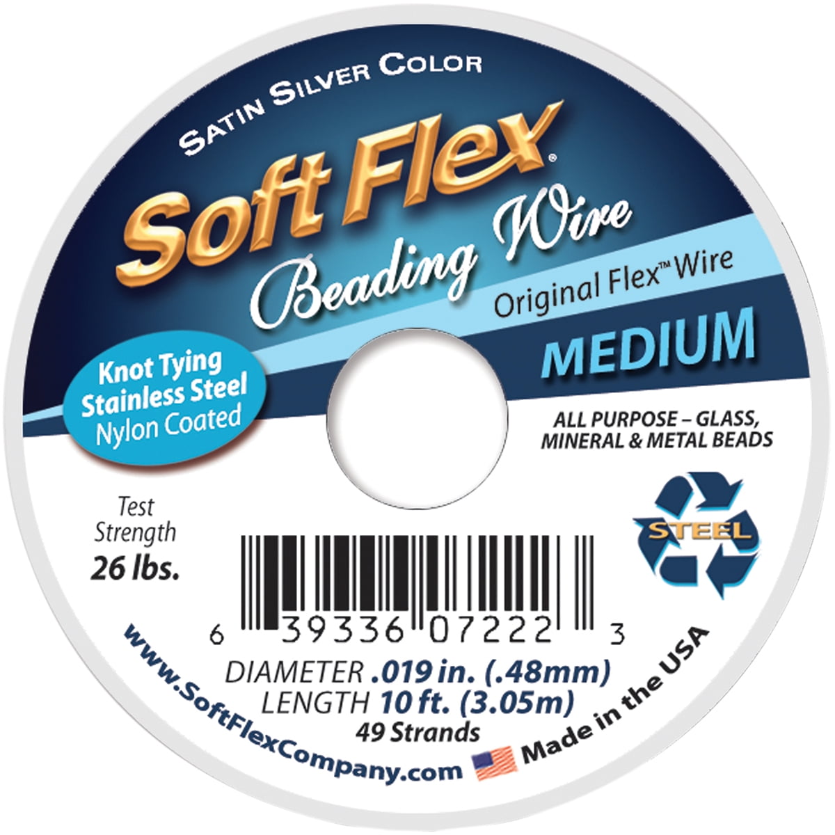 Soft Flex Wire 49-Strand .019"X10'-Silver - Walmart.com