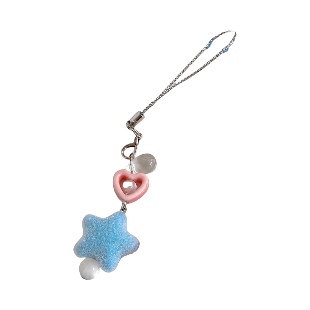 Soft Flocking Star Keychain with Colorful Dopamine Aesthetic Handmade ...
