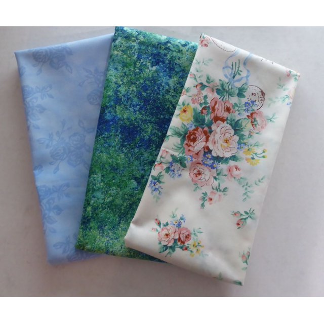Soft Floral with Blue Rose and Blue Green Blender New Half Yard Plus ...