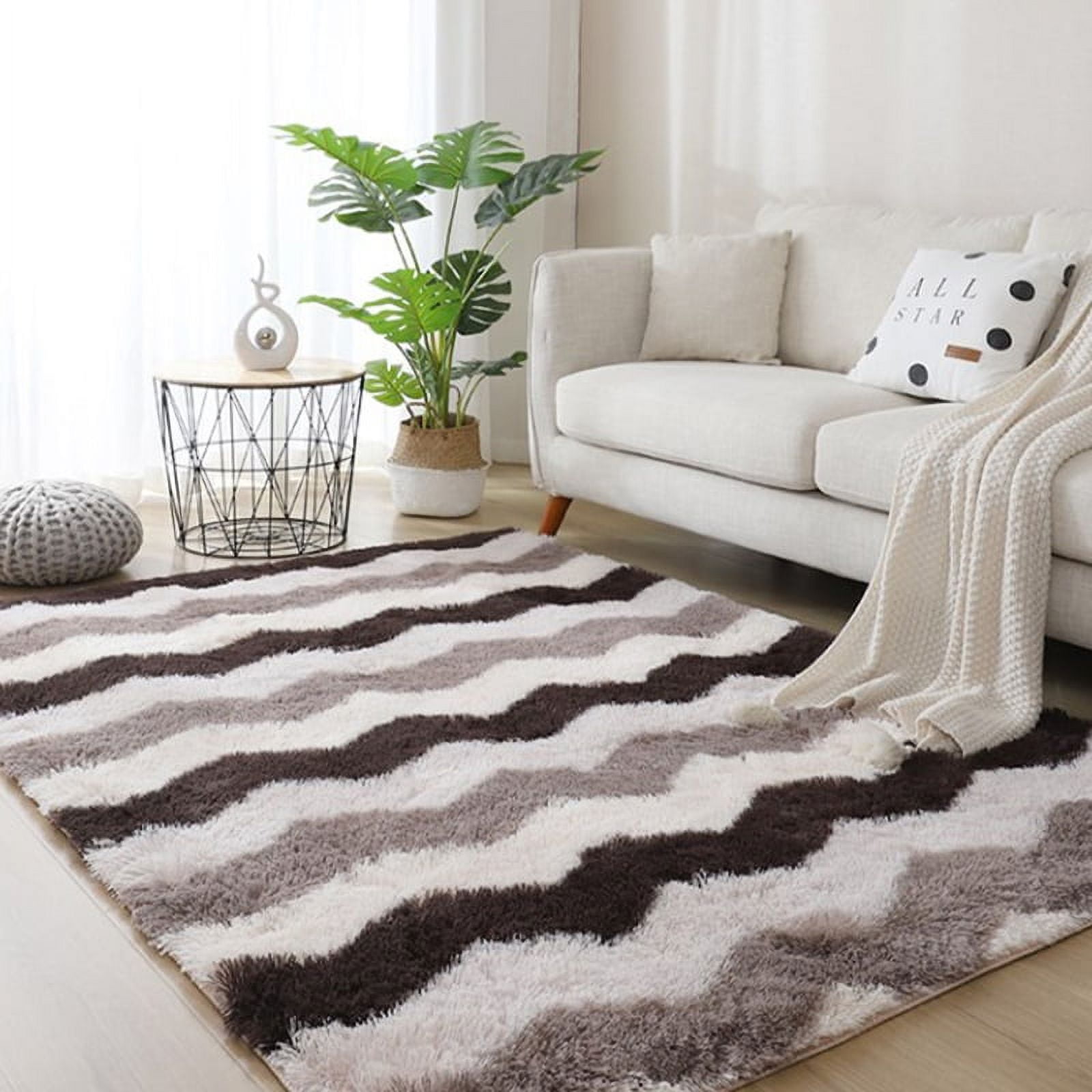 Soft Fluffy Modern Living Room Area Rugs Shaggy Plush Non-Slip Bedroom ...