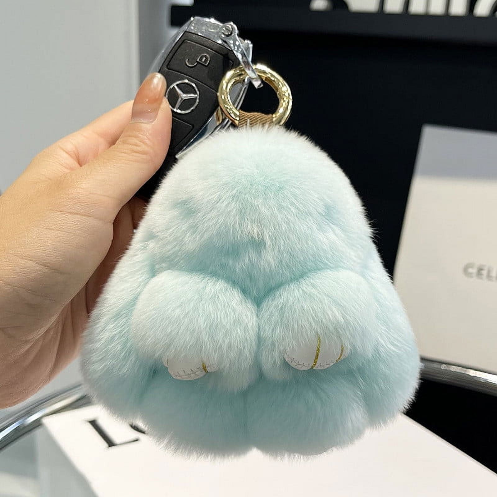 Soft Fluffy Rabbit Keychain Cute Plush Bunny Key Rings Plush Bunny Key ...