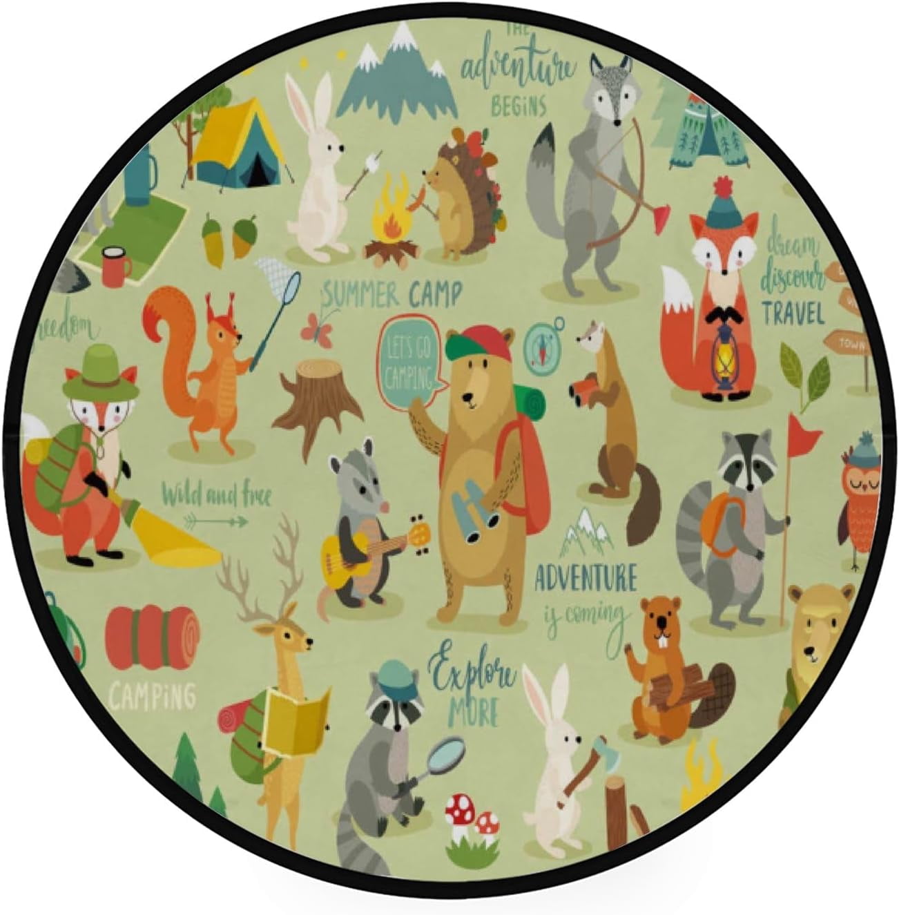 Soft Foam Nursery Area Rugs 4 ft Woodland Animals Fox Bear Bird ...