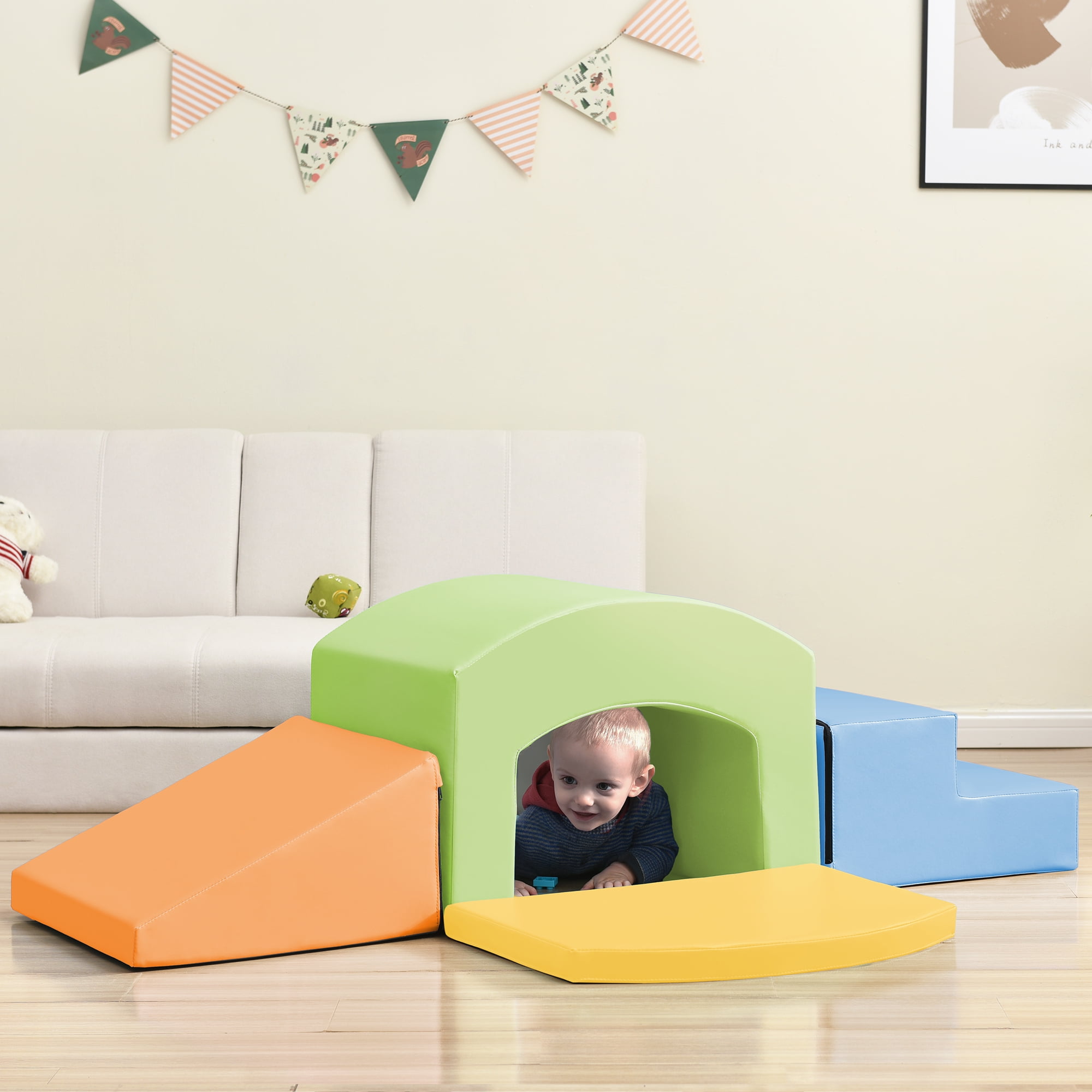Soft Foam Playset for Toddlers, Safe SoftZone Single-Tunnel Foam ...