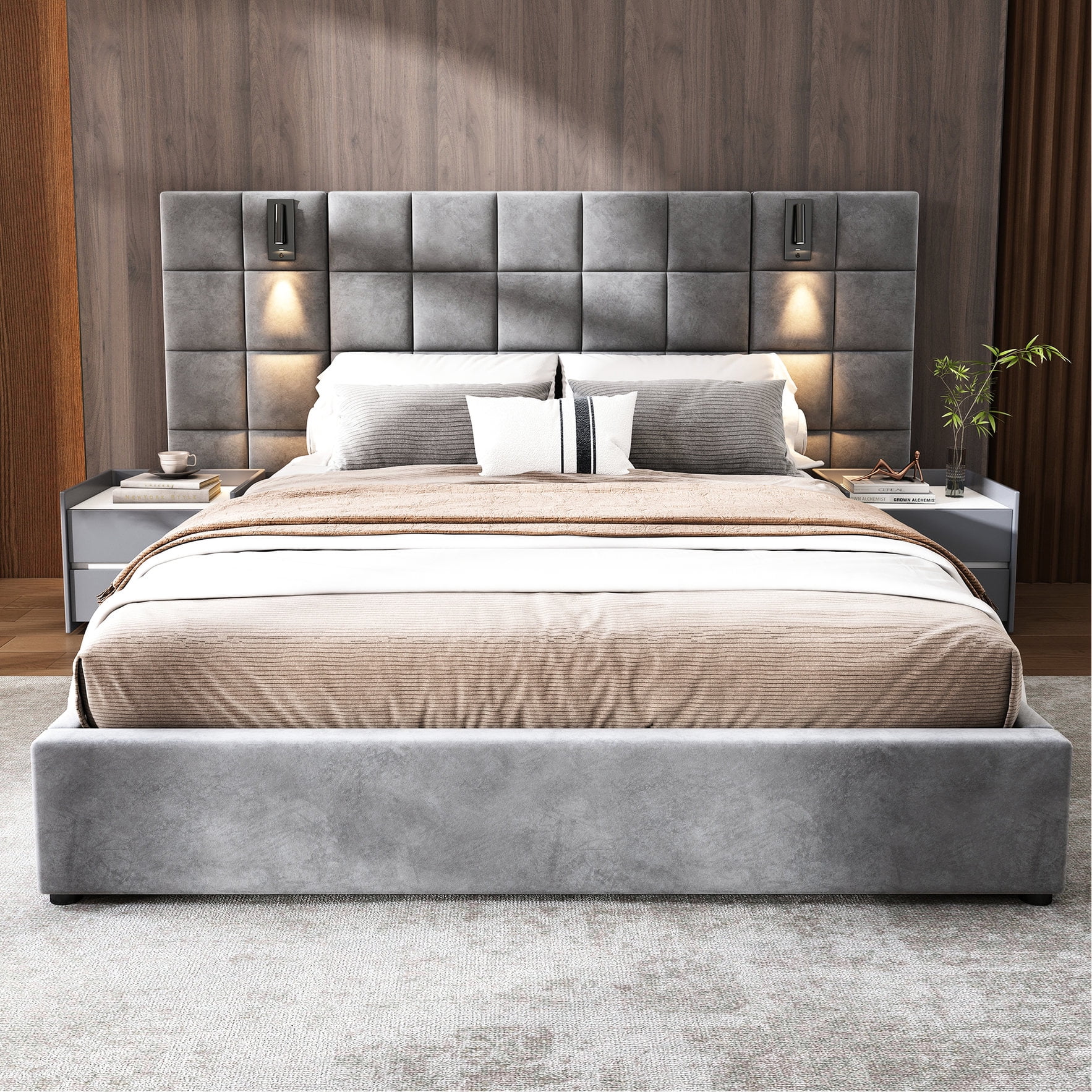 Soft Foam Upholstery - Reading Lamp and USB Connectivity - Bedroom ...