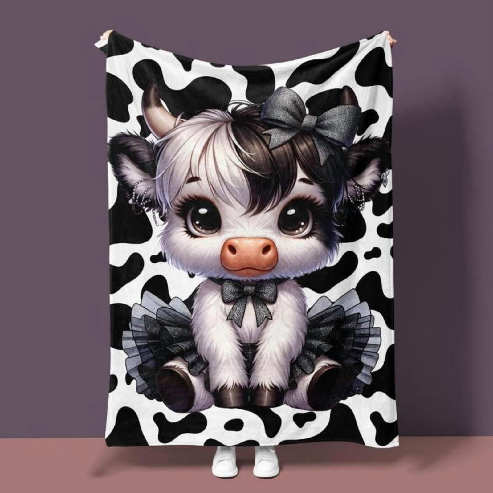 Soft Funny Cow Print Blanket, Playful Cartoon Design, Cozy Warm Napping ...