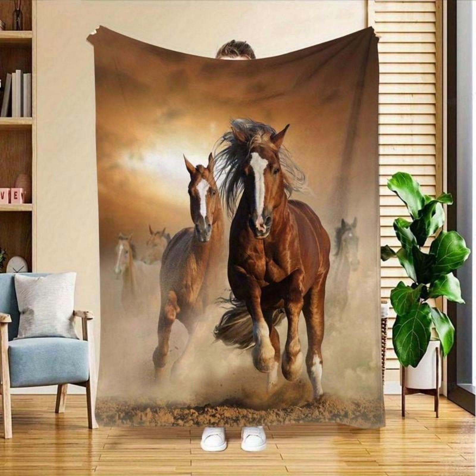 Soft Funny Throw Blanket Cute Creative Horse Print Flannel Blanket High ...