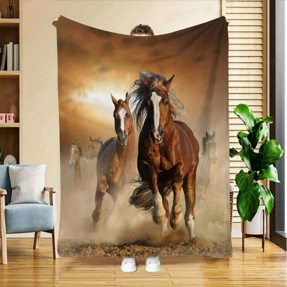 Soft Funny Throw Blanket Cute Creative Horse Print Flannel Blanket High ...