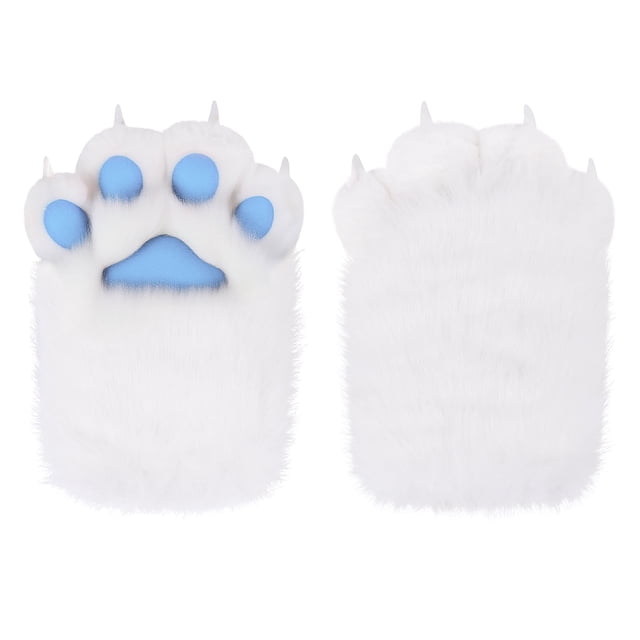 Soft Furry Cat Paws Claws Golves Built-in Whistle Decompression Mittens ...