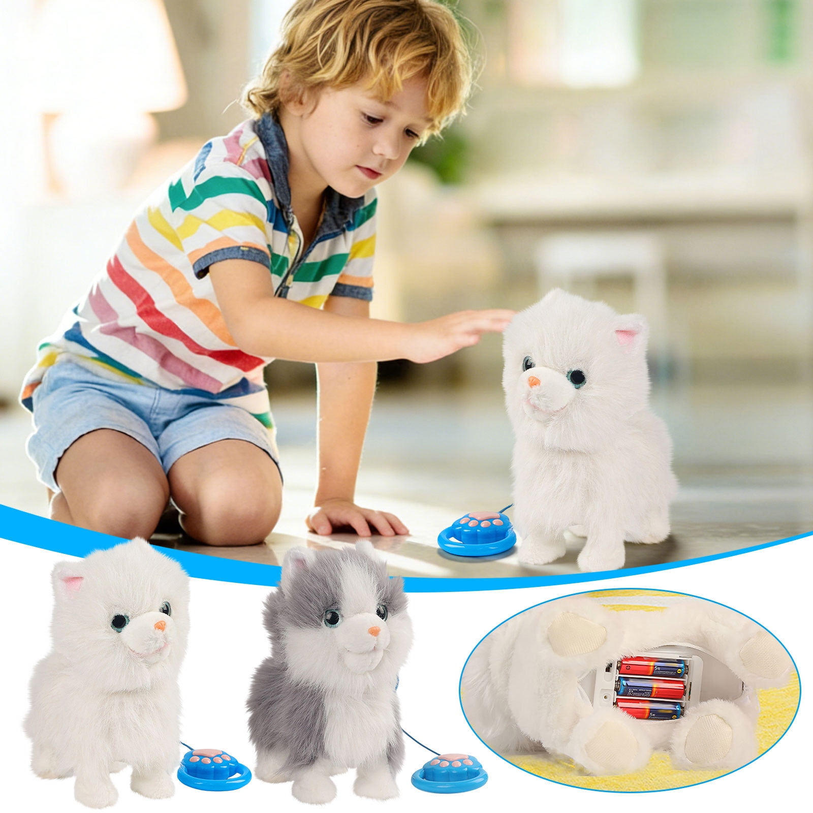 Soft Furry Robot Puppy with Remote Control Leash, Voice Mimicry ...