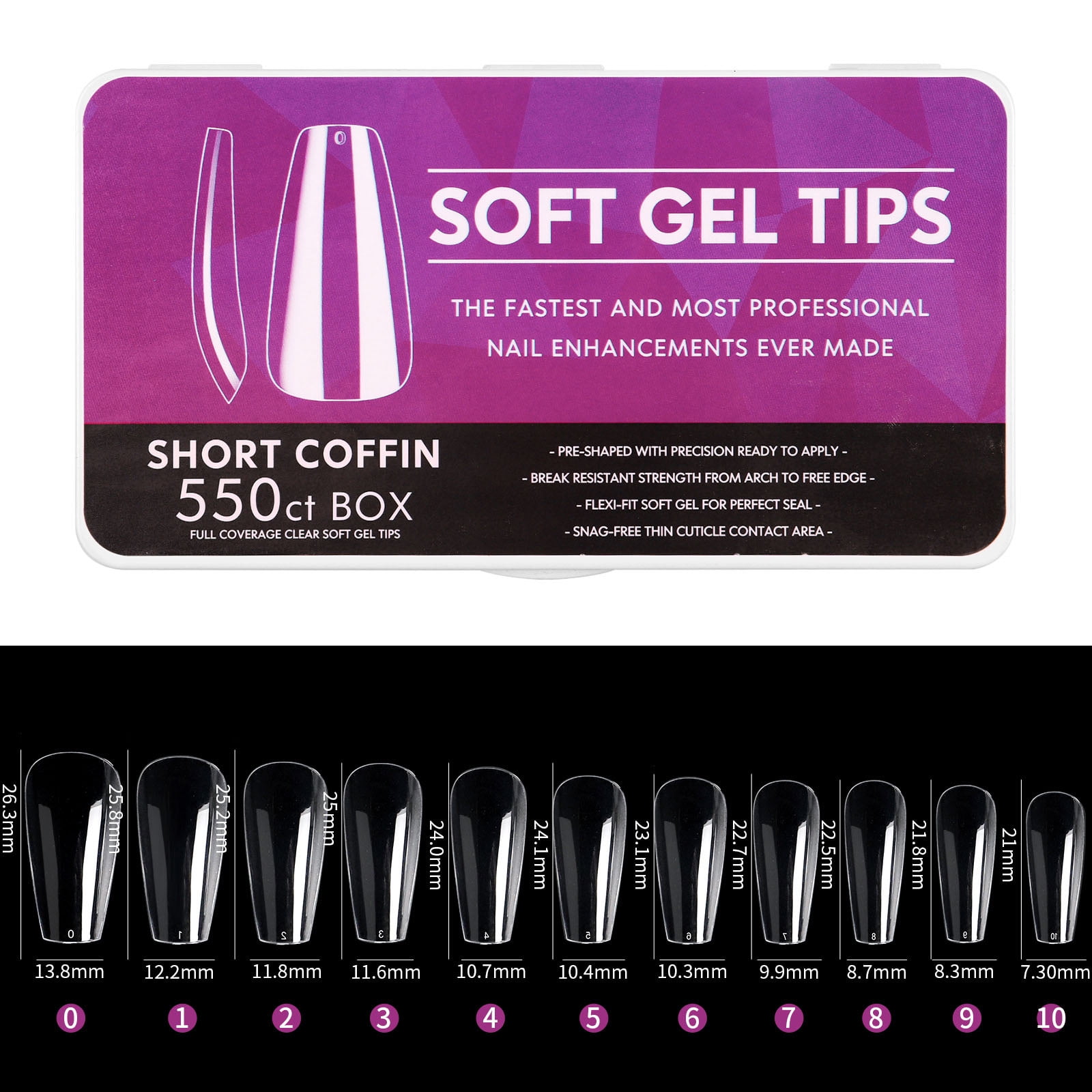Soft Gel Nail Tips Coffin Stiletto Square Almond Full Cover Press On ...
