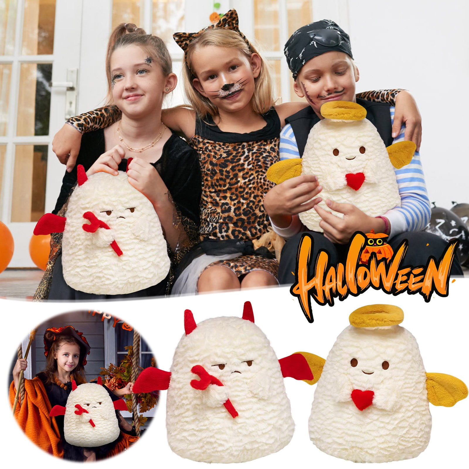 Soft Ghost Plush Pillow | Spooky Devil Angel Stuffed Animal Toy ...