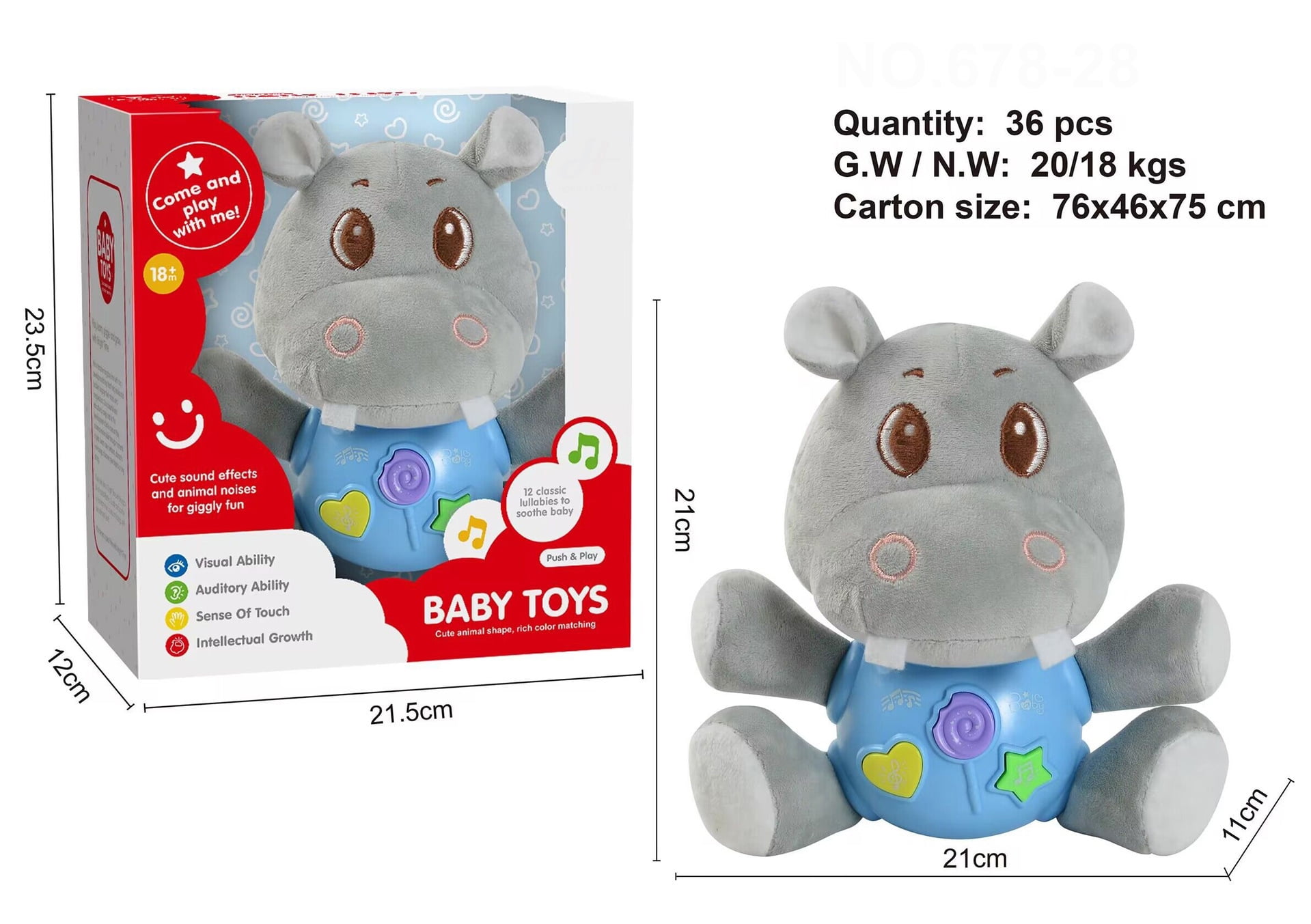 Soft Glow Musical Plush Animal Toy for Babies 0-12 Months – Newborn ...