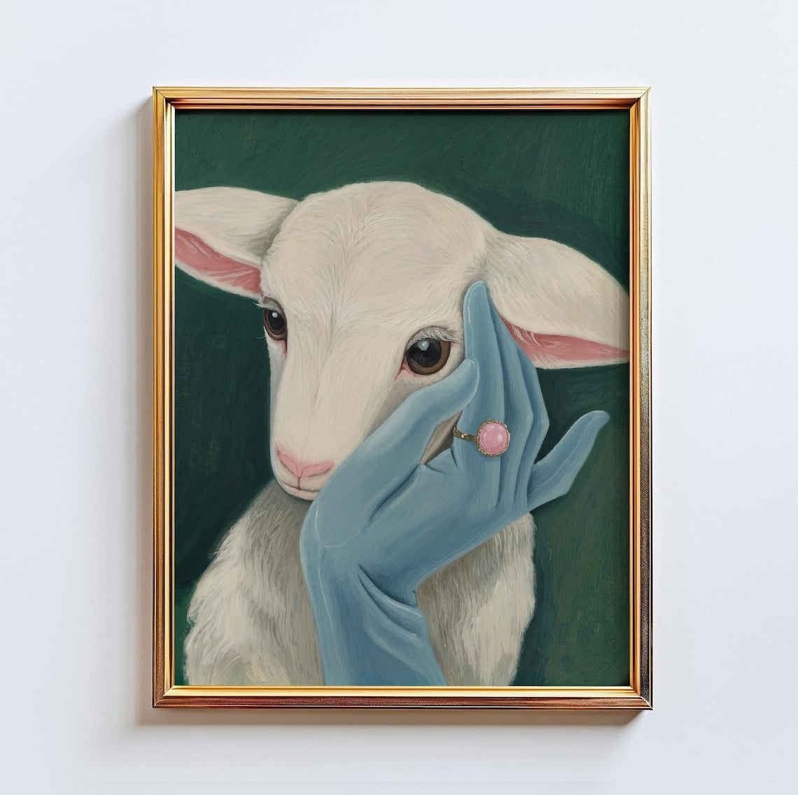 Soft Grace – Elegant Lamb Wall Art Print, Minimal Pastel Animal ...