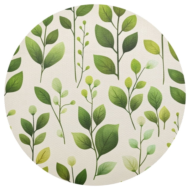 Soft Green Leaves 15.4in Diameter PVC Plate Mat, Heat-Resistant and ...