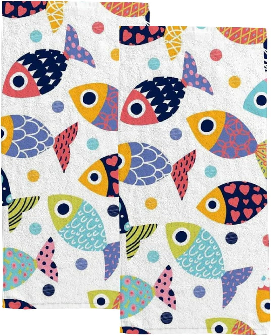 Soft Hand Fingertip Towels, 2 Pcs Face Bath Towels Cute Fish Absorbent ...