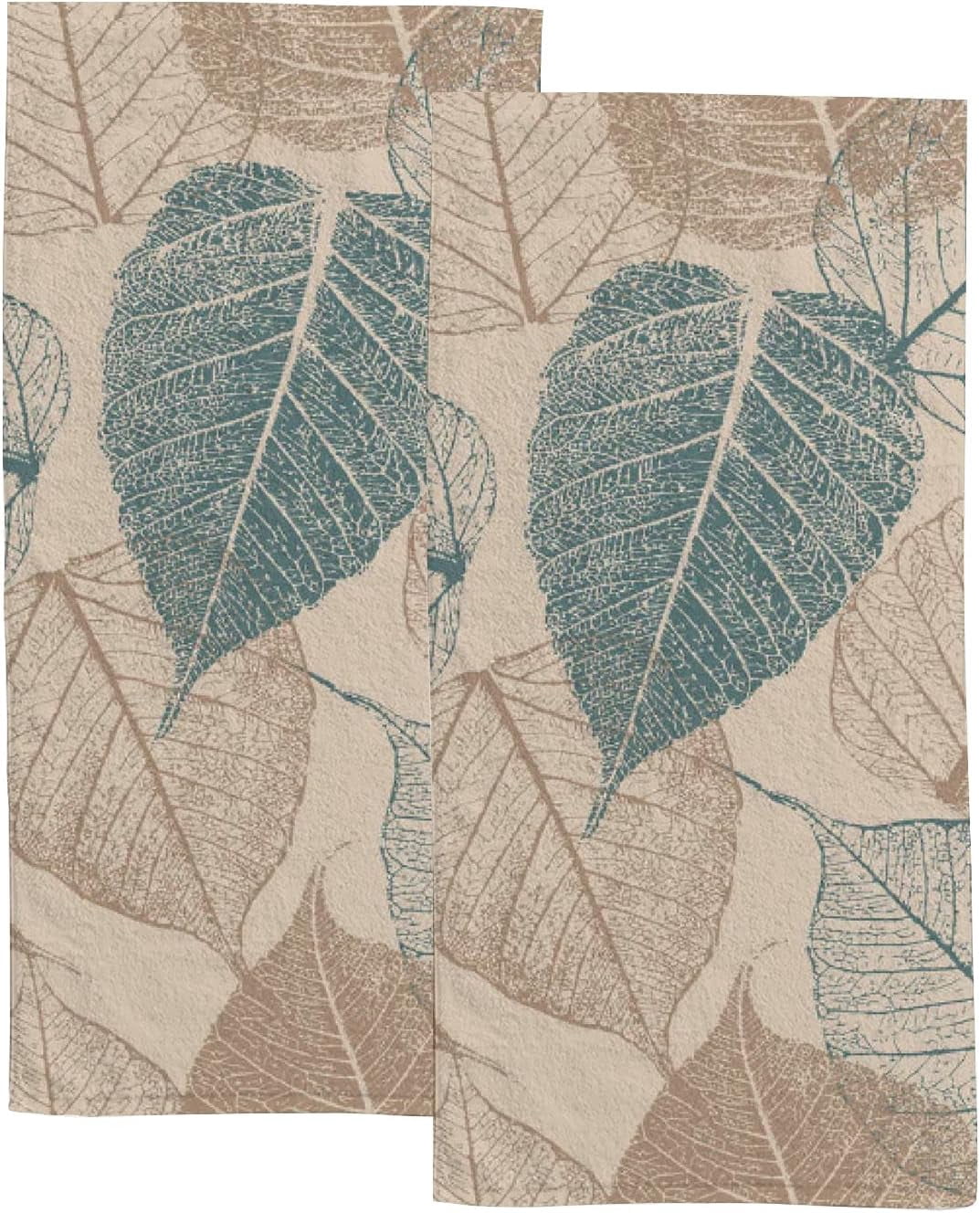 Soft Hand Fingertip Towels 2 Pcs Face Bath Towels Leafs Absorbent ...