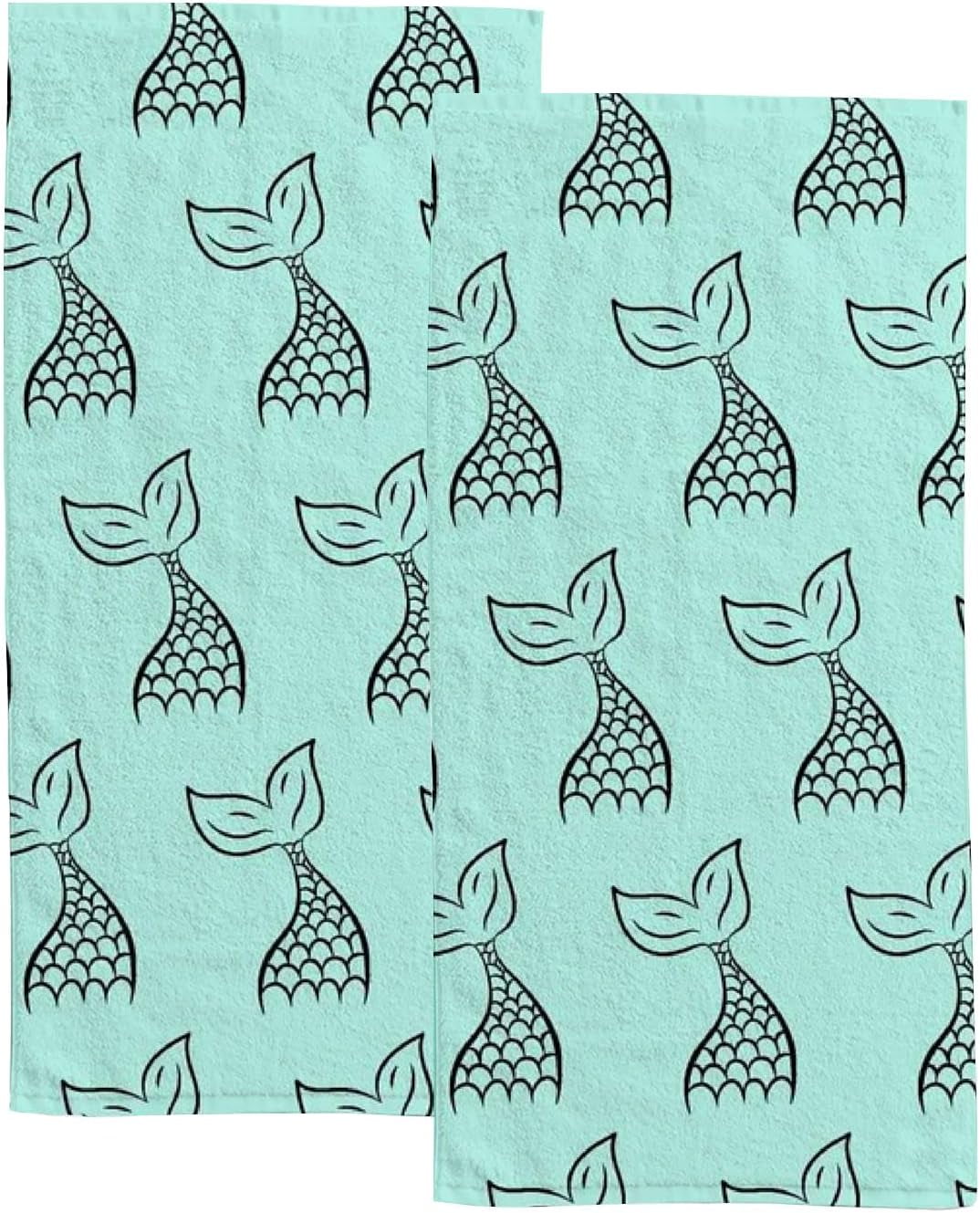 Soft Hand Fingertip Towels, 2 Pcs Face Bath Towels Mermaid Tails ...