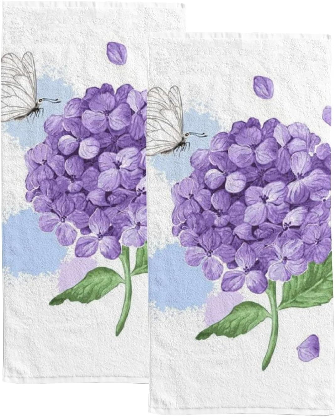 Coolnut Soft Microfiber Purple Hydrangea Face Bath Towels, 2 Pcs ...