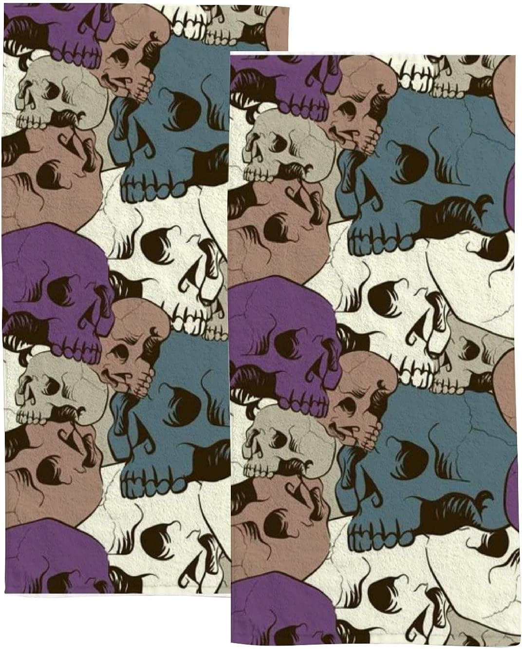 Soft Hand Fingertip Towels, 2 Pcs Face Bath Towels Skulls Engraving ...