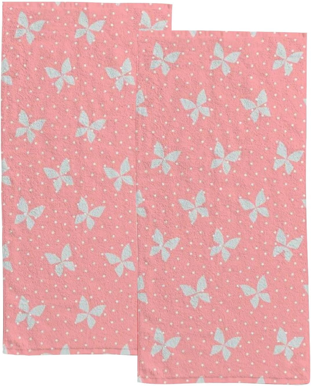 Soft Hand Fingertip Towels, 2 Pcs Face Bath Towels Tiny Butterfly Absorbent Washcloths for ...
