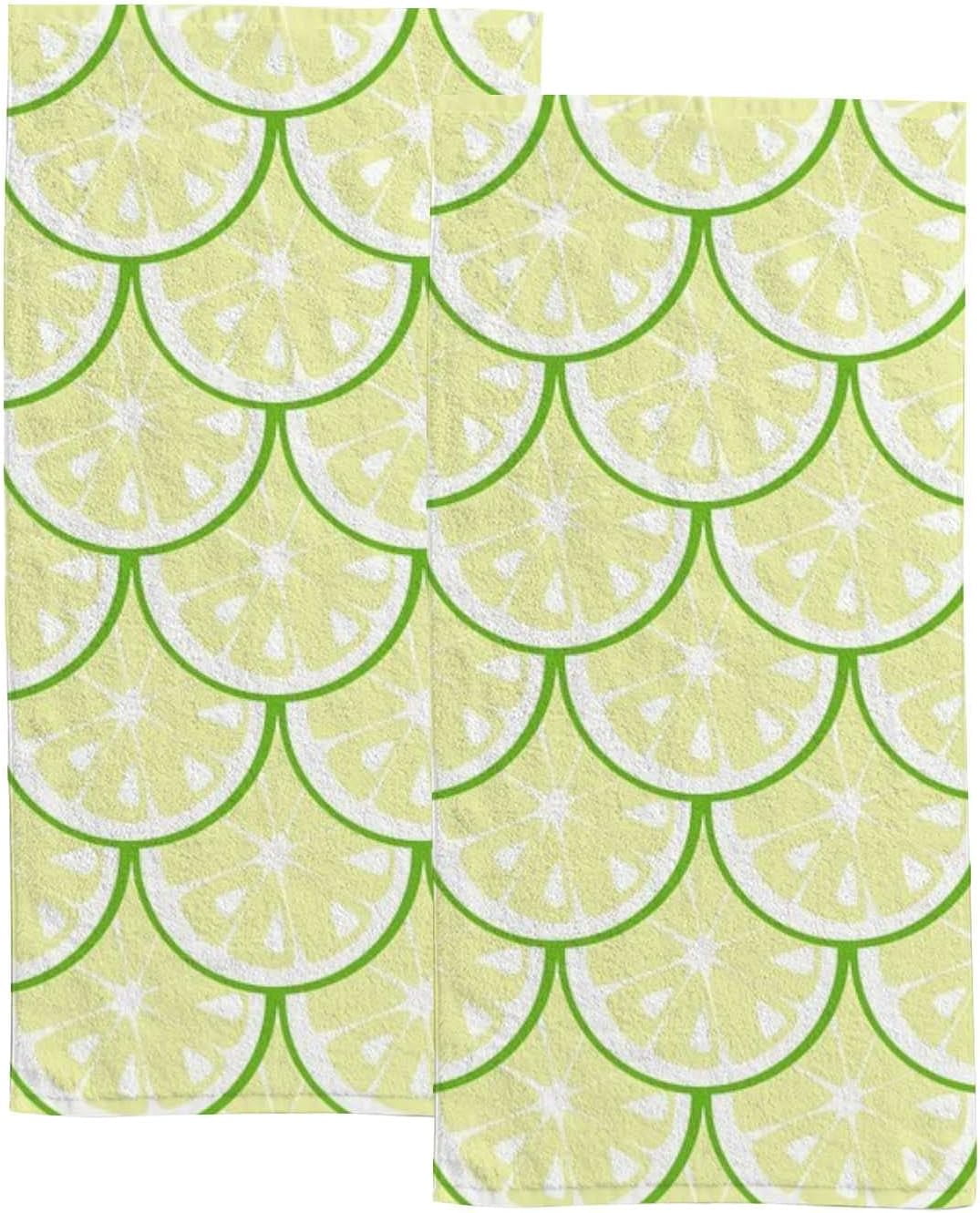 Soft Hand Towels 2 Packs Bath Towels Lemon Pattern Absorbent Washcloths ...