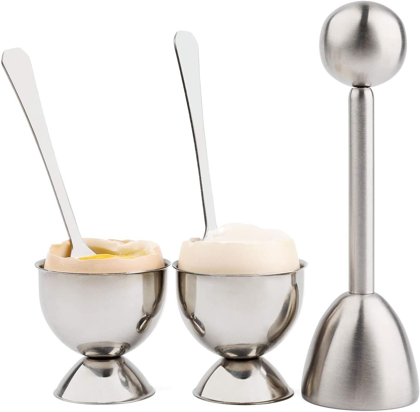Soft Hard Boiled Egg Cutter Topper Set Egg Cracker with Include 2 Cup 2 ...