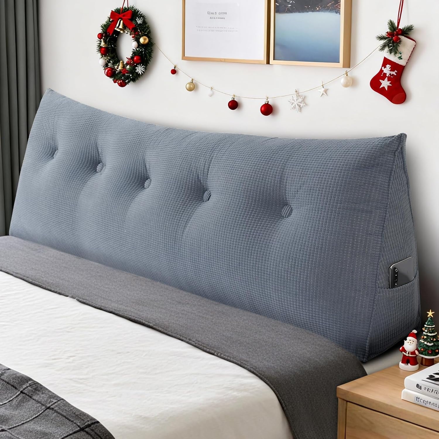 Soft Headboard Pillow Queen Size, Wall Backrest Wedge Pillow Headboard ...