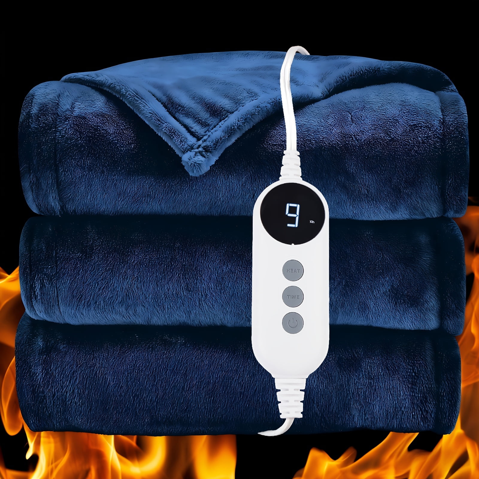 Soft Heated Electric Blanket Throw - Flannel, 9 Heating Levels, 10-Hour ...