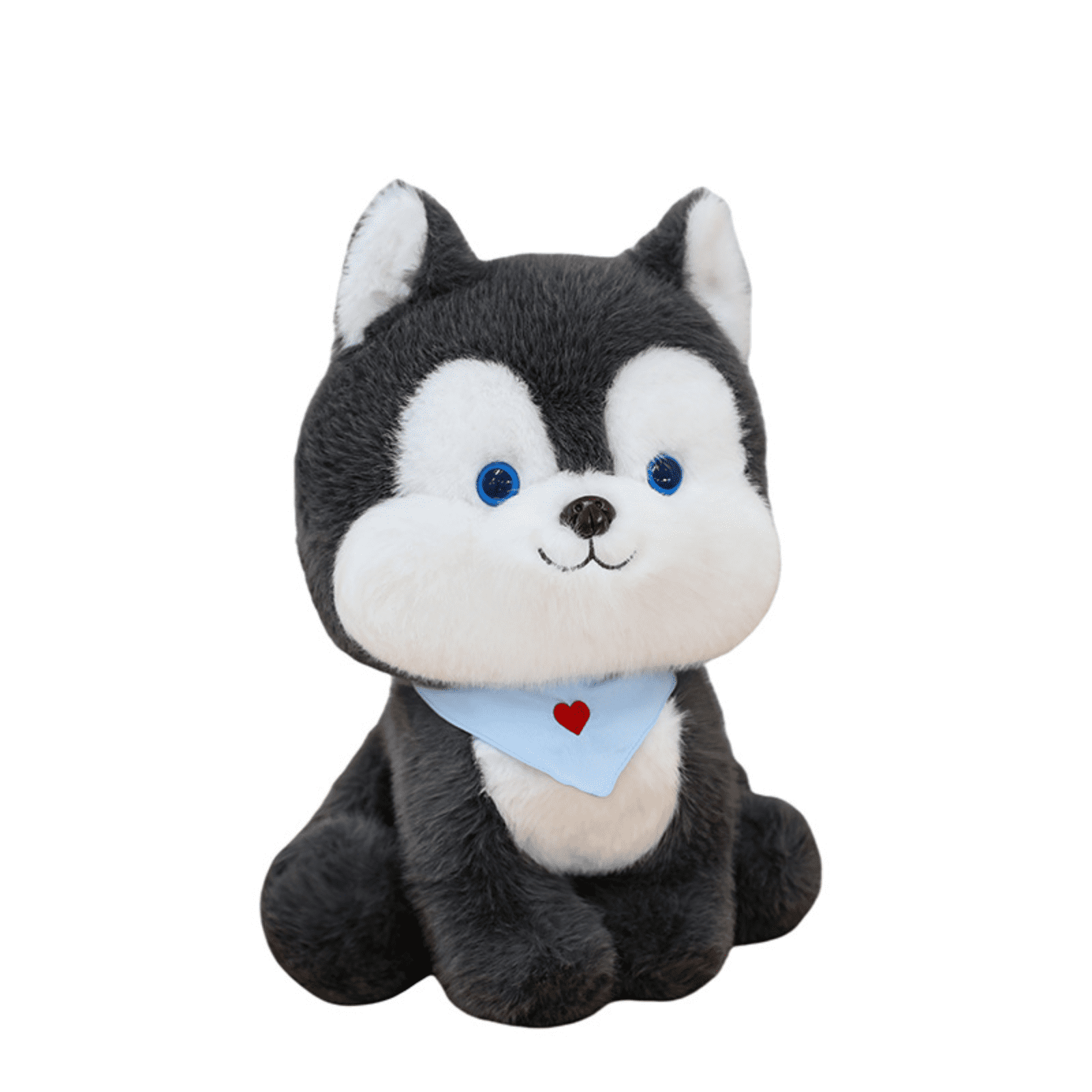 Soft Husky Plush Stuffed Companion with Scarf, Fluffy Plush Display ...