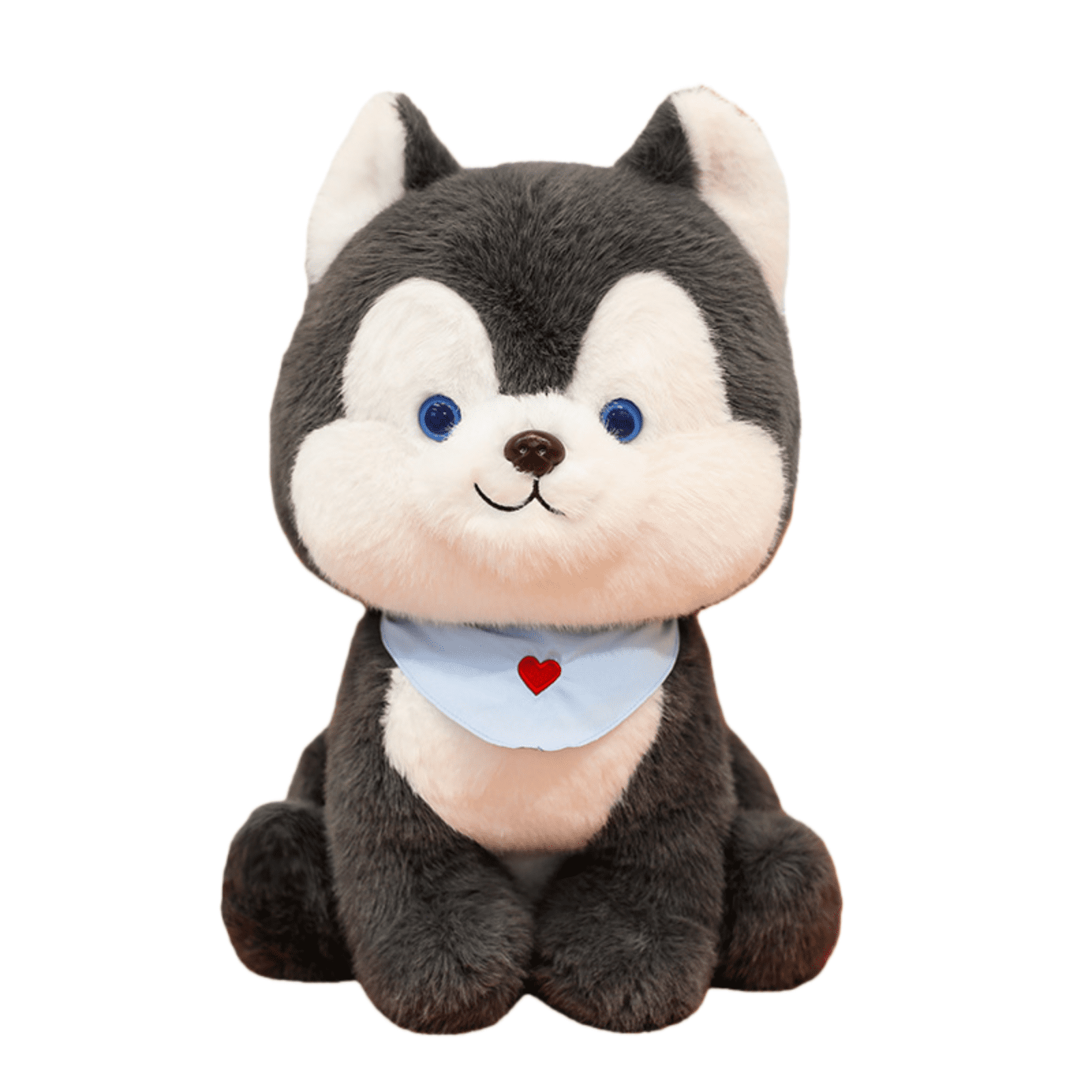 Soft Husky Plush Stuffed Companion with Scarf, Fluffy Plush Display ...