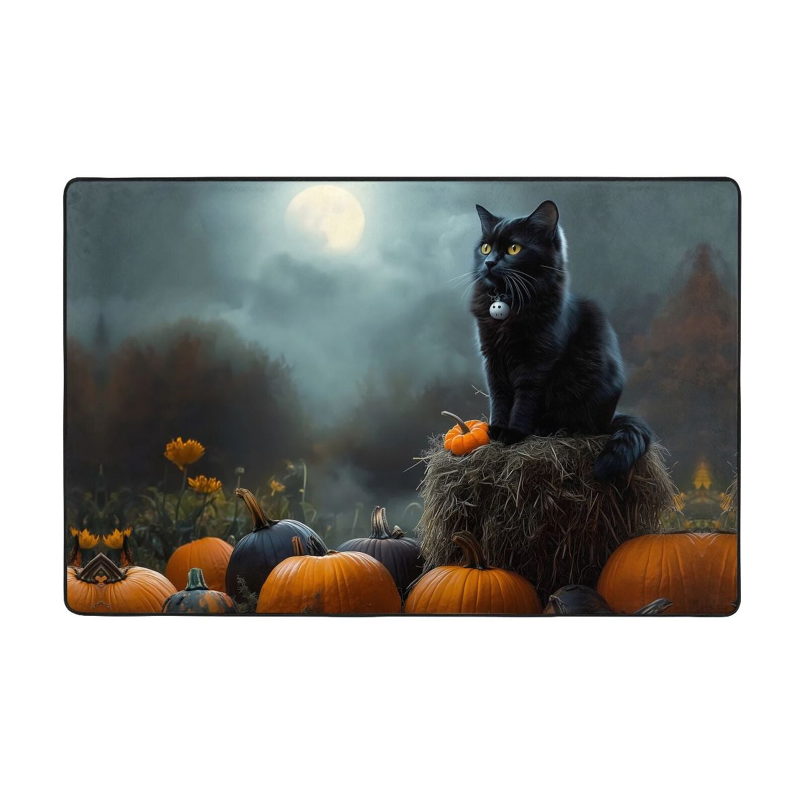 Soft Indoor Halloween Decorations Outdoor Rug Halloween Pumpkin Black ...
