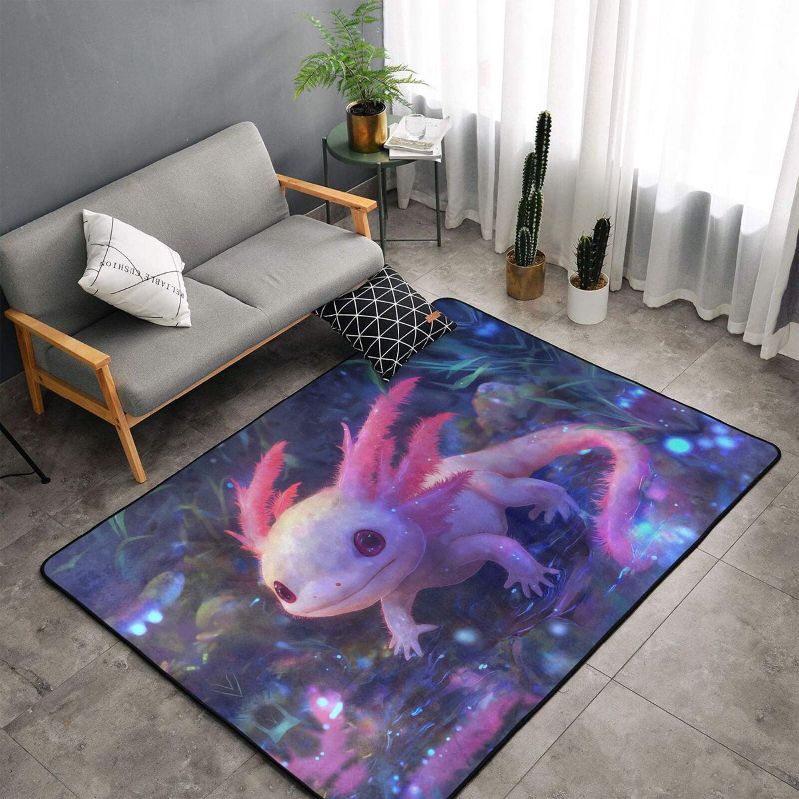 Soft Indoor Outdoor Rug Cute Pink Fantasy Axolotl A Washable Rugs for ...