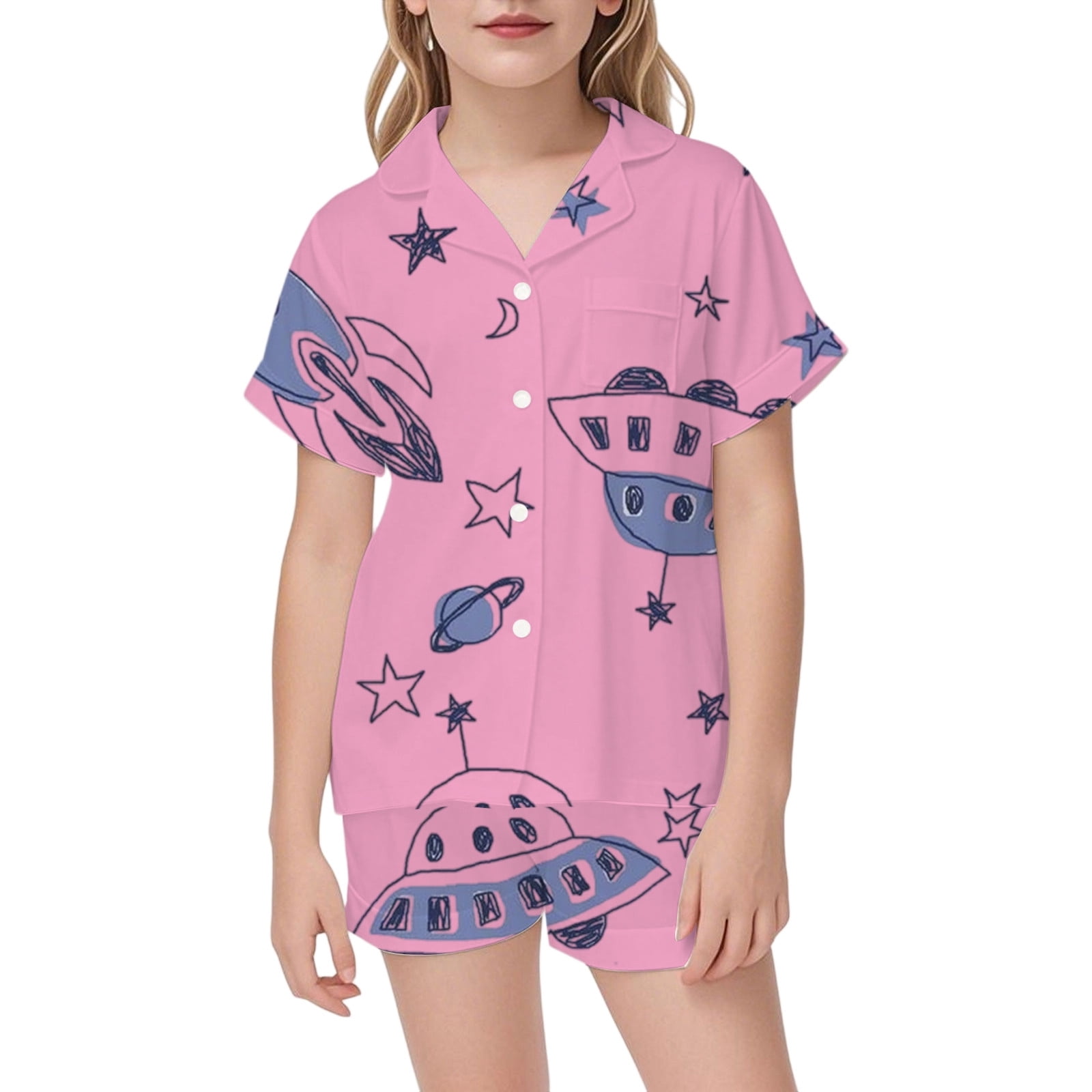 Soft Kids Pajama Set Playful Print Two Piece Nightwear Comfortable ...