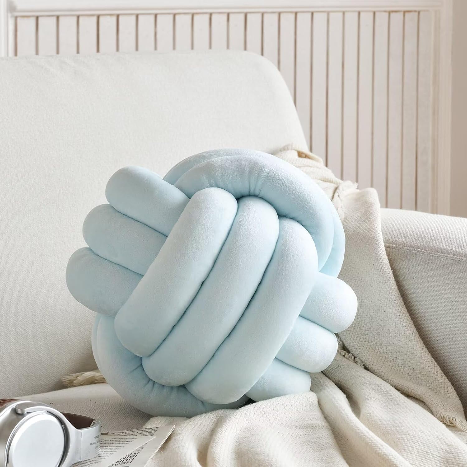 Soft Knot Ball Throw Pillow Home Decor Cushion Plush Throw Knotted ...