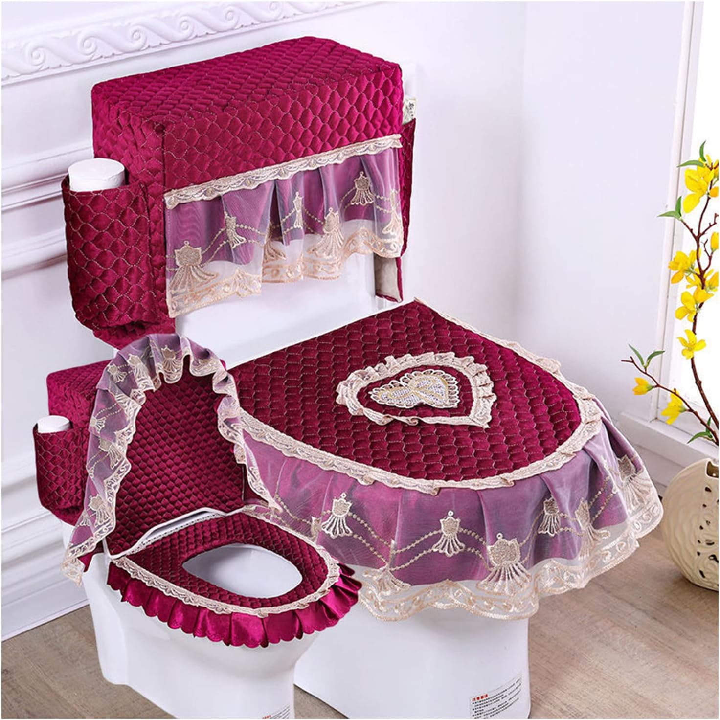 Soft Lace toilet lid, tank, seat top cover 3 piece set Toilet seat ...