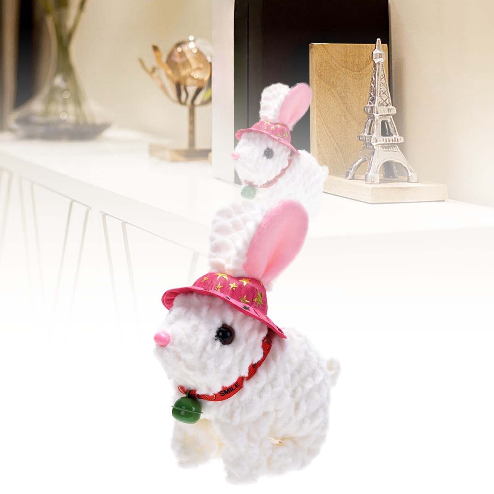 Soft Lamb Wool Bunny Hat Interactive Electronic Toy With Jumping Sound ...