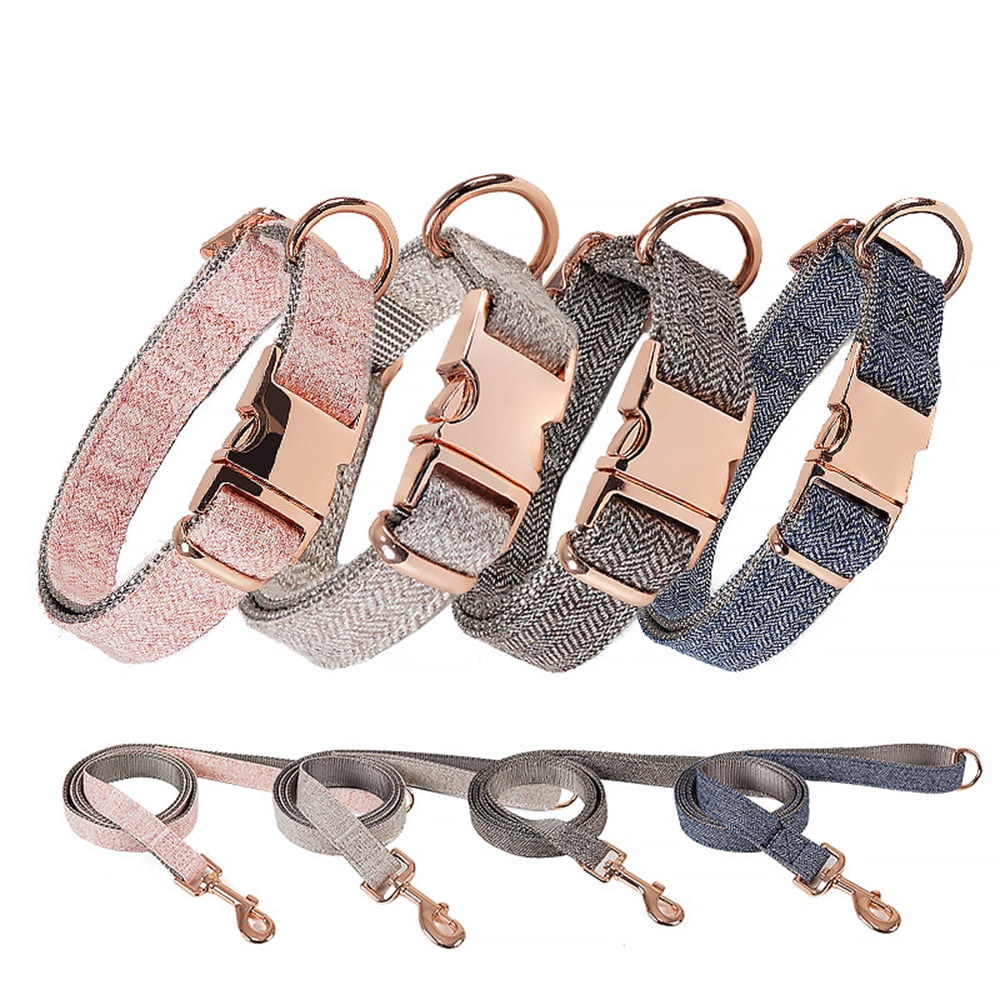 Soft Leather Dog Collar and Leash Set - Adjustable Dog Leash with ...