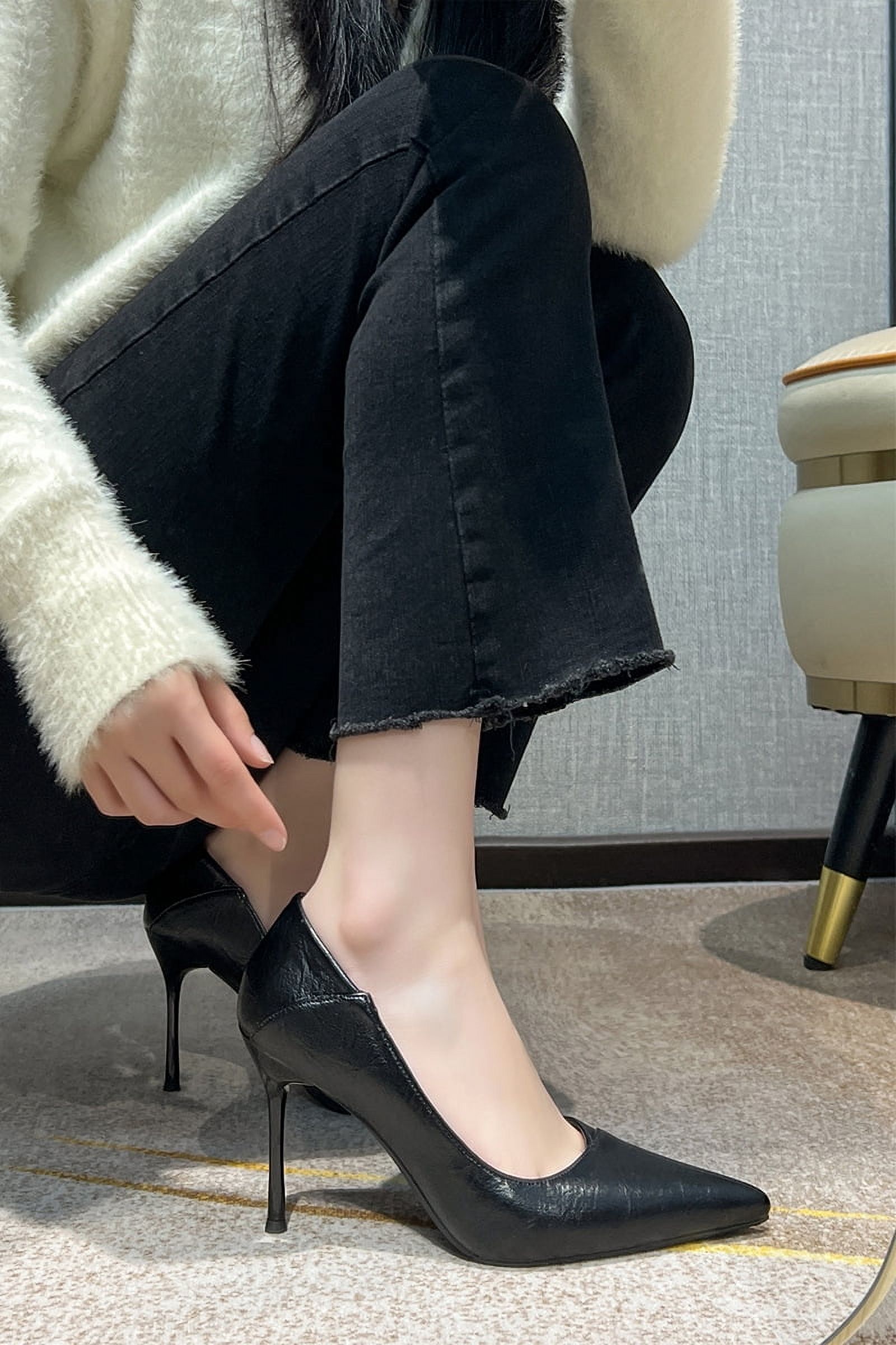 HHH Soft Leather Non-Wear High Heels Fairy Style Slim Fit Pointed Toe ...