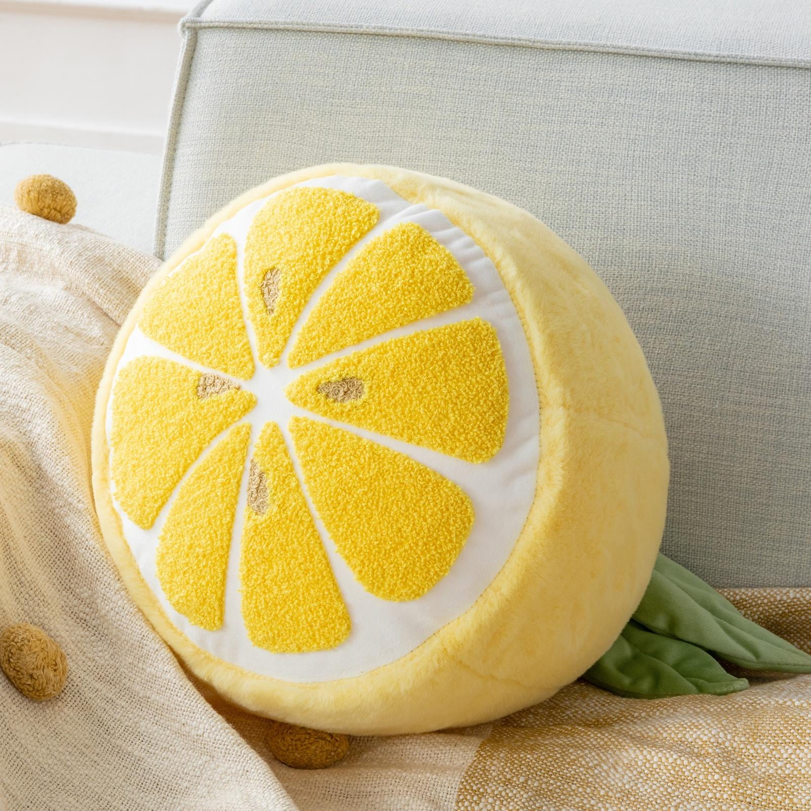 Soft Lemon Shaped Throw Pillow, Fruit Themed Shaped Cushions ...