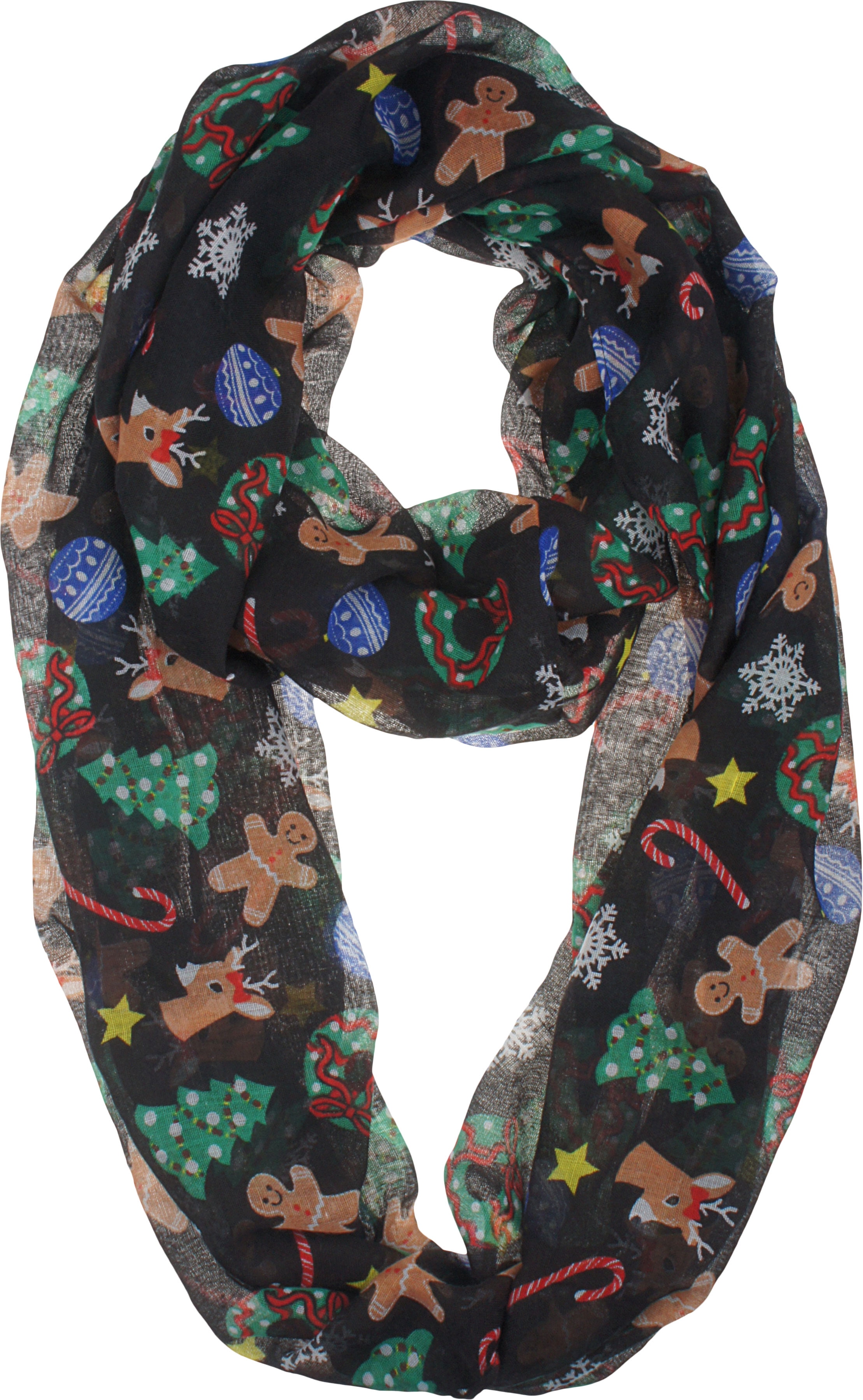 VIVIAN & VINCENT Xmas Snowflake Infinity Scarf, Winter Gift for Women ...