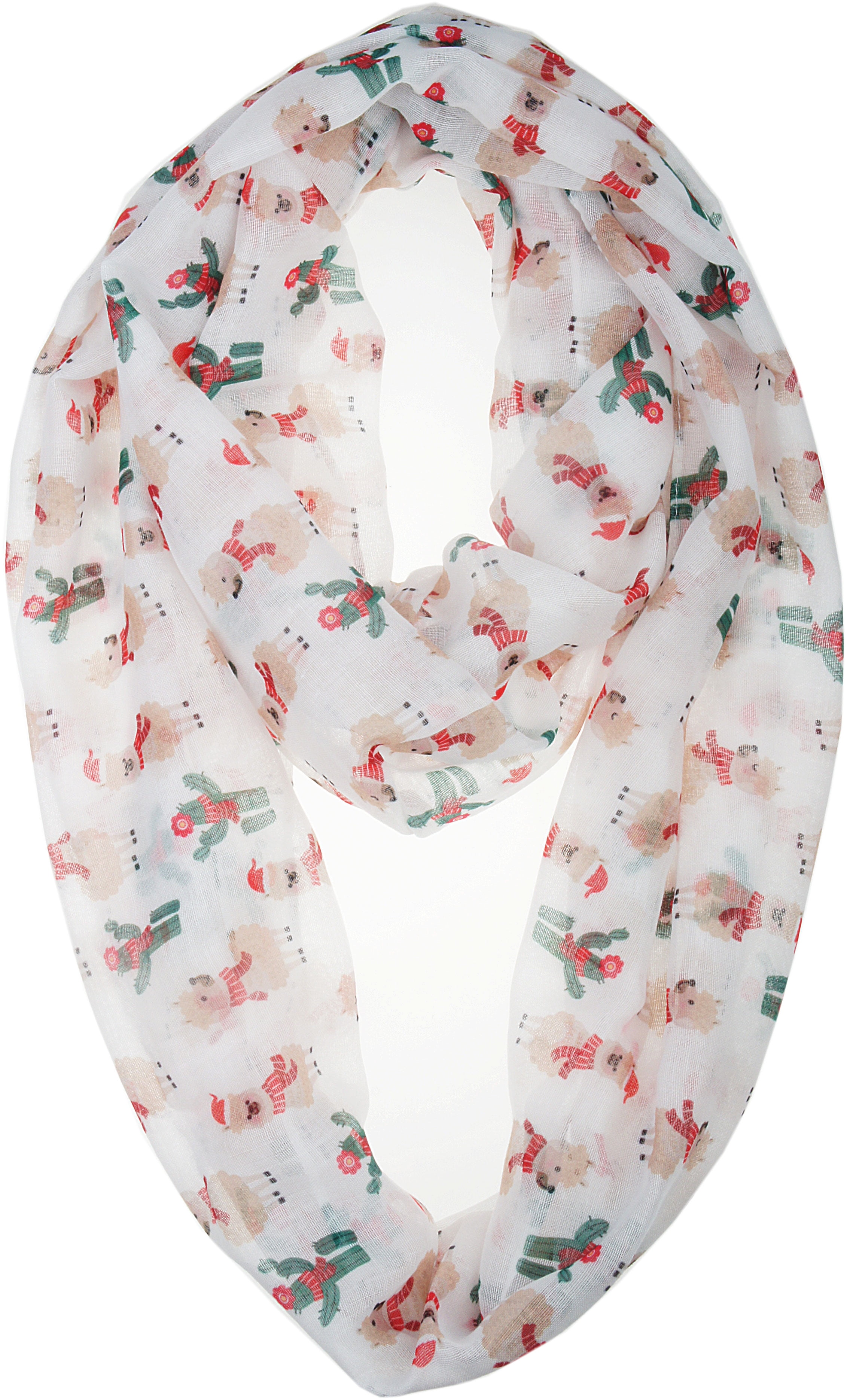 VIVIAN & VINCENT Soft Lightweight Infinity Scarf, Christmas Llama ...