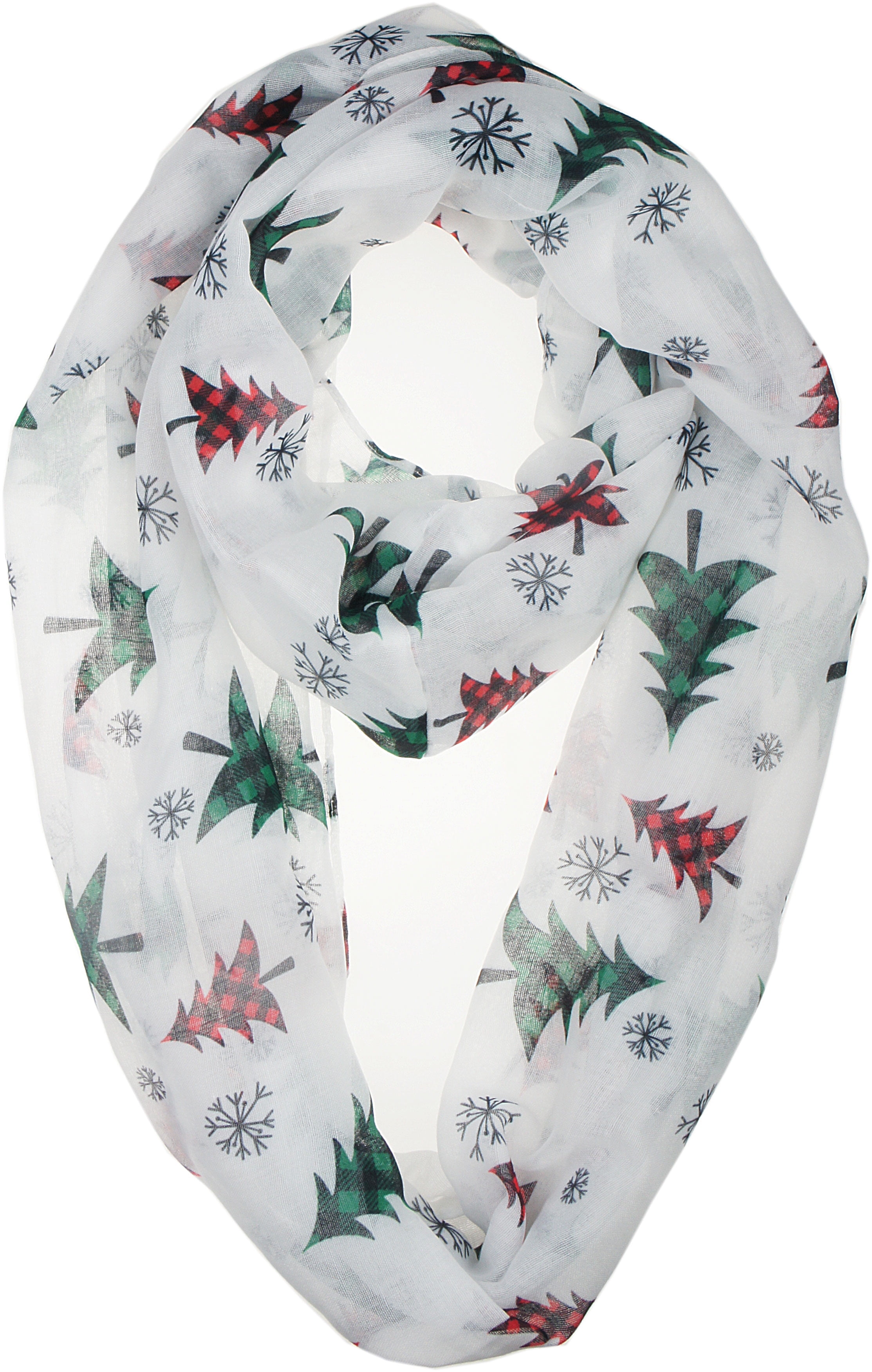 Soft Lightweight Sheer Infinity Scarf, Xmas Print, Winter Gift for ...