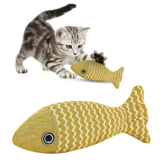 Soft Linen Fish Cat Toy, Plush Crinkle Kicker Toy with Catnip ...