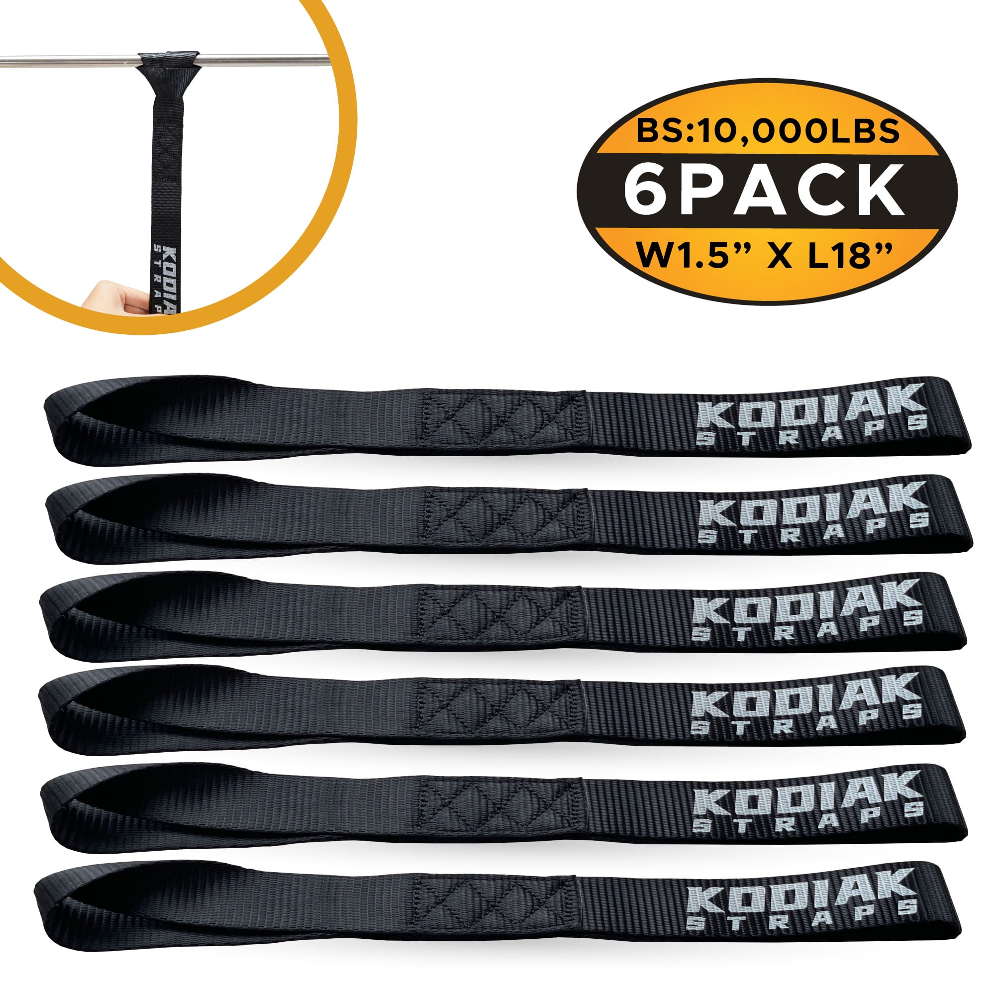 KODIAK STRAPS Soft Loop Tie Down Straps - 1.5 x 18 inches - 10,000 lb ...
